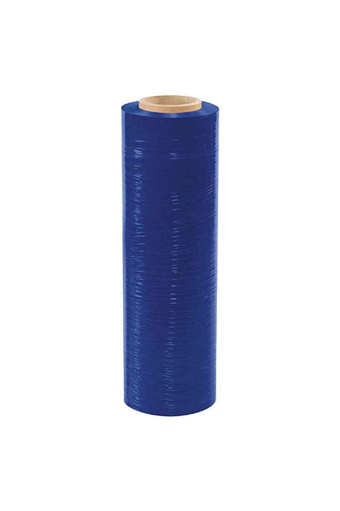 18" x 1500` 80 GA. Blue Colored Hand Stretch Film (4/Case)