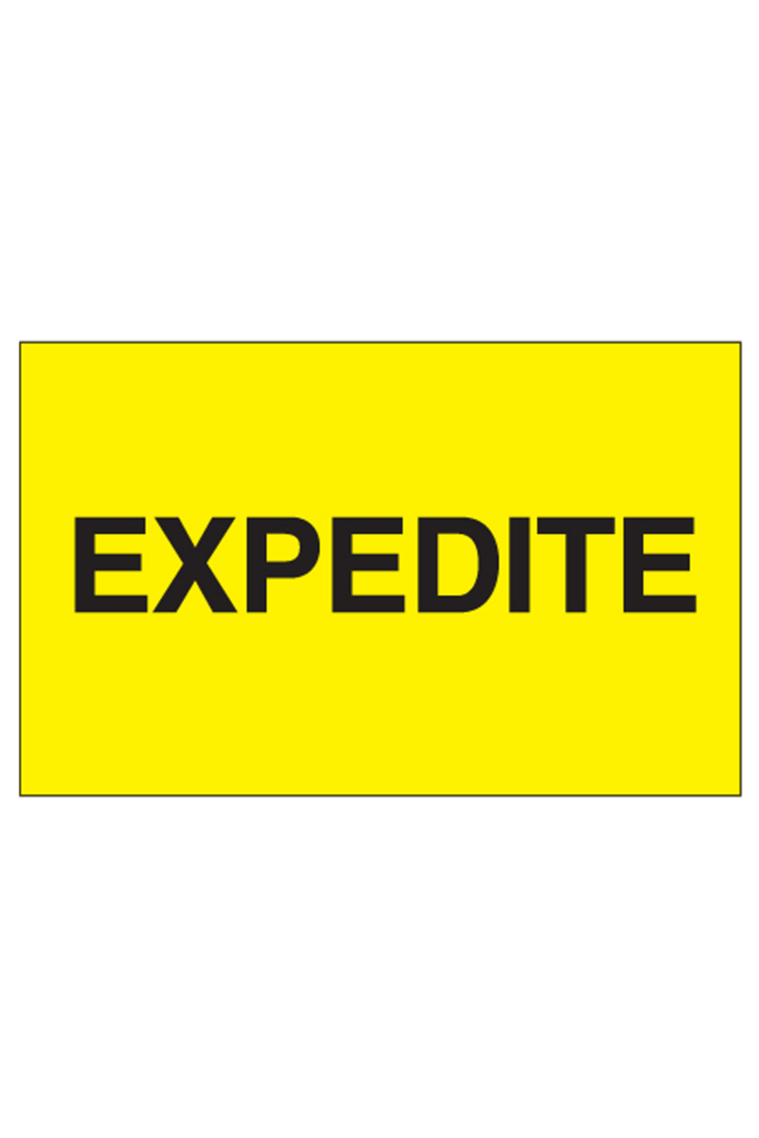 3 x 5" - "Expedite" (Fluorescent Yellow) Labels (500/roll)