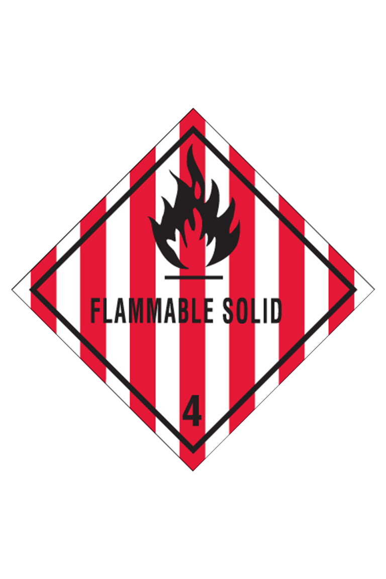 4 x 4" Flammable Solid - Hazard Class 4 Label 500' per roll