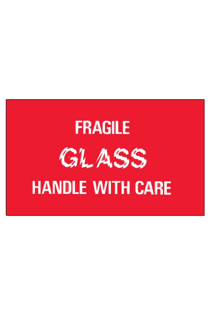 3 x 5" - "Fragile - Glass - Handle With Care" Labels (500/roll)