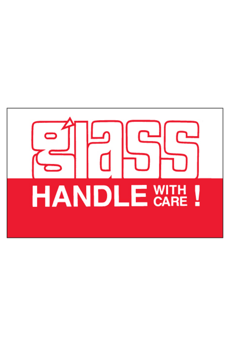 3 x 5" - "Glass - Handle With Care" Labels (500/roll)