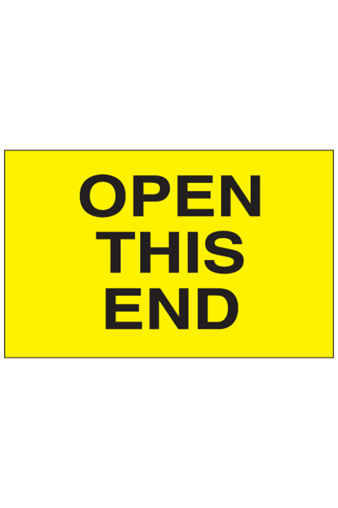 3 x 5" Open This End Label 500' per roll
