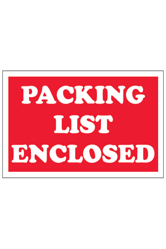 2 x 3" "PACKING LIST ENCLOSED" Label 500' per roll