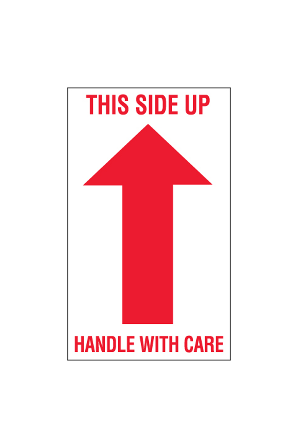 3 x 5" This Side Up Handle with Care (Arrow) Label 500' per roll
