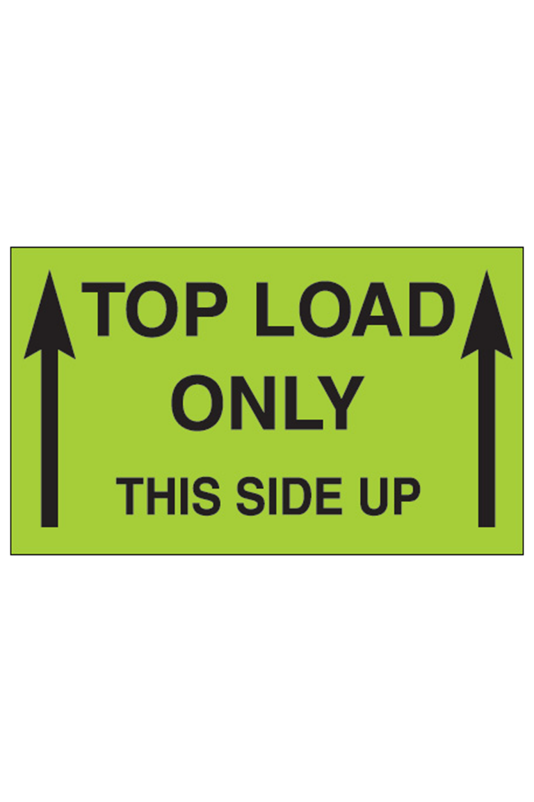 3 x 5" - "Top Load Only - This Side Up" (Fluorescent Green) Labels (500 ...