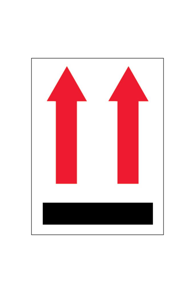 3 x 4" Two Red Arrows over Black Bar Label 500' per roll