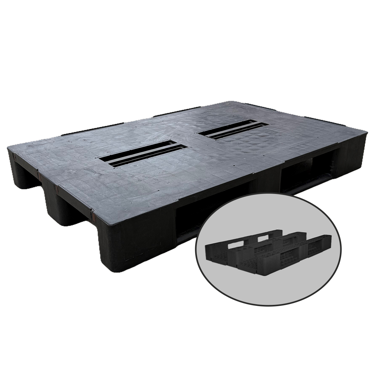 47 X 31.5" Reusable Black Plastic Pallet USED