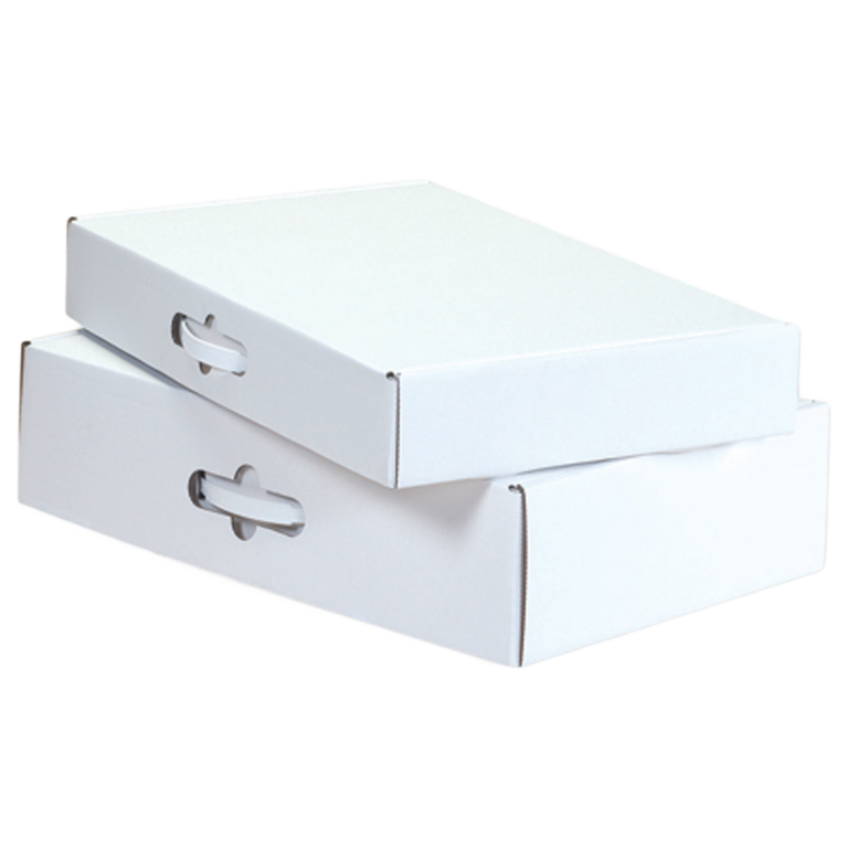 18 1/4 x 11 3/8 x 2 11/16" White Corrugated Carrying Cases (10/bundle)